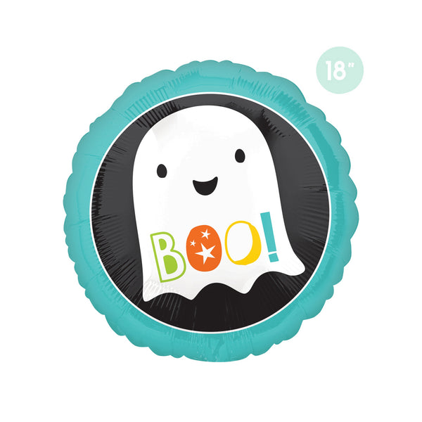 Cute Ghost Boo Foil Round Balloon 18" - Halloween Kids Birthday Balloon ...
