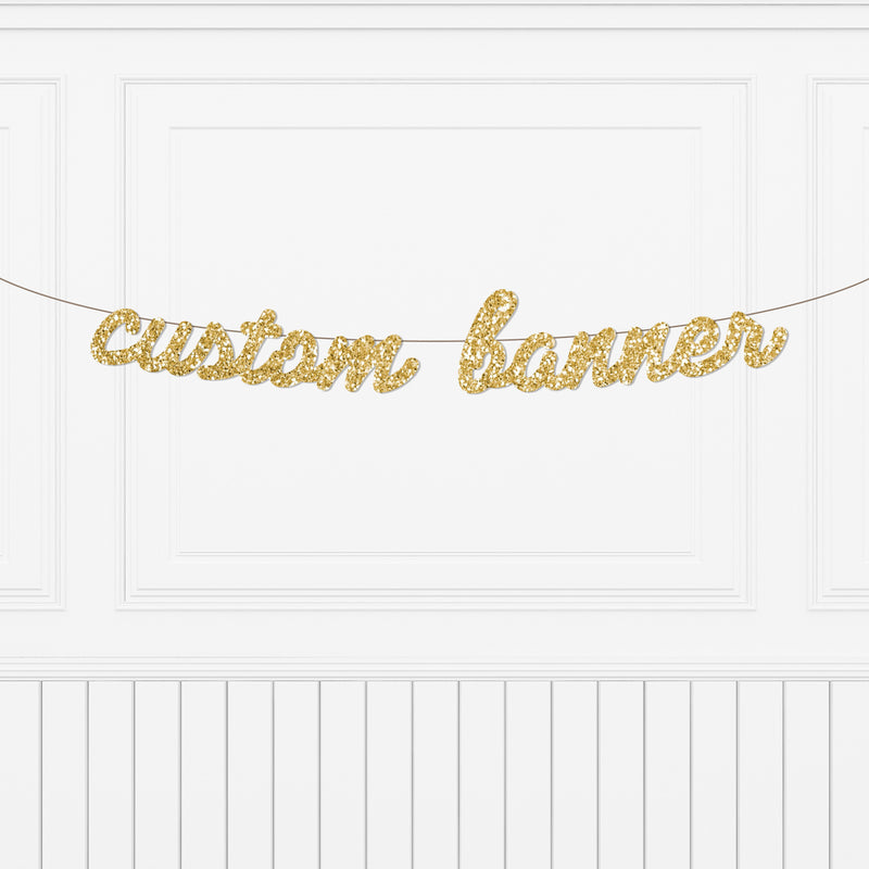 Custom Glitter Cursive Script Letter Banner - GenWooShop