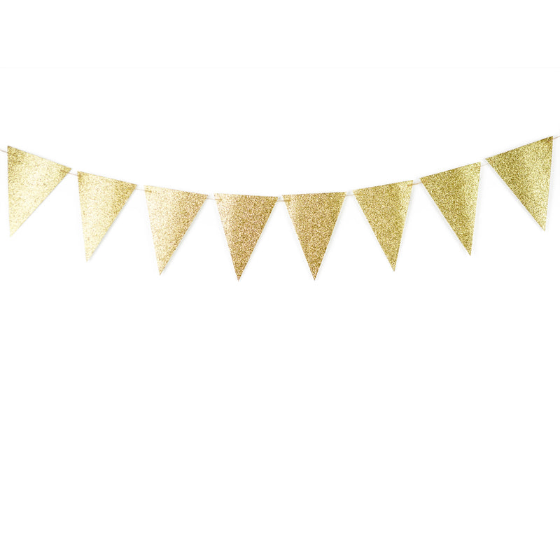 Gold Glitter Pennant Banner - Birthday, Graduation Party, Baby Shower ...
