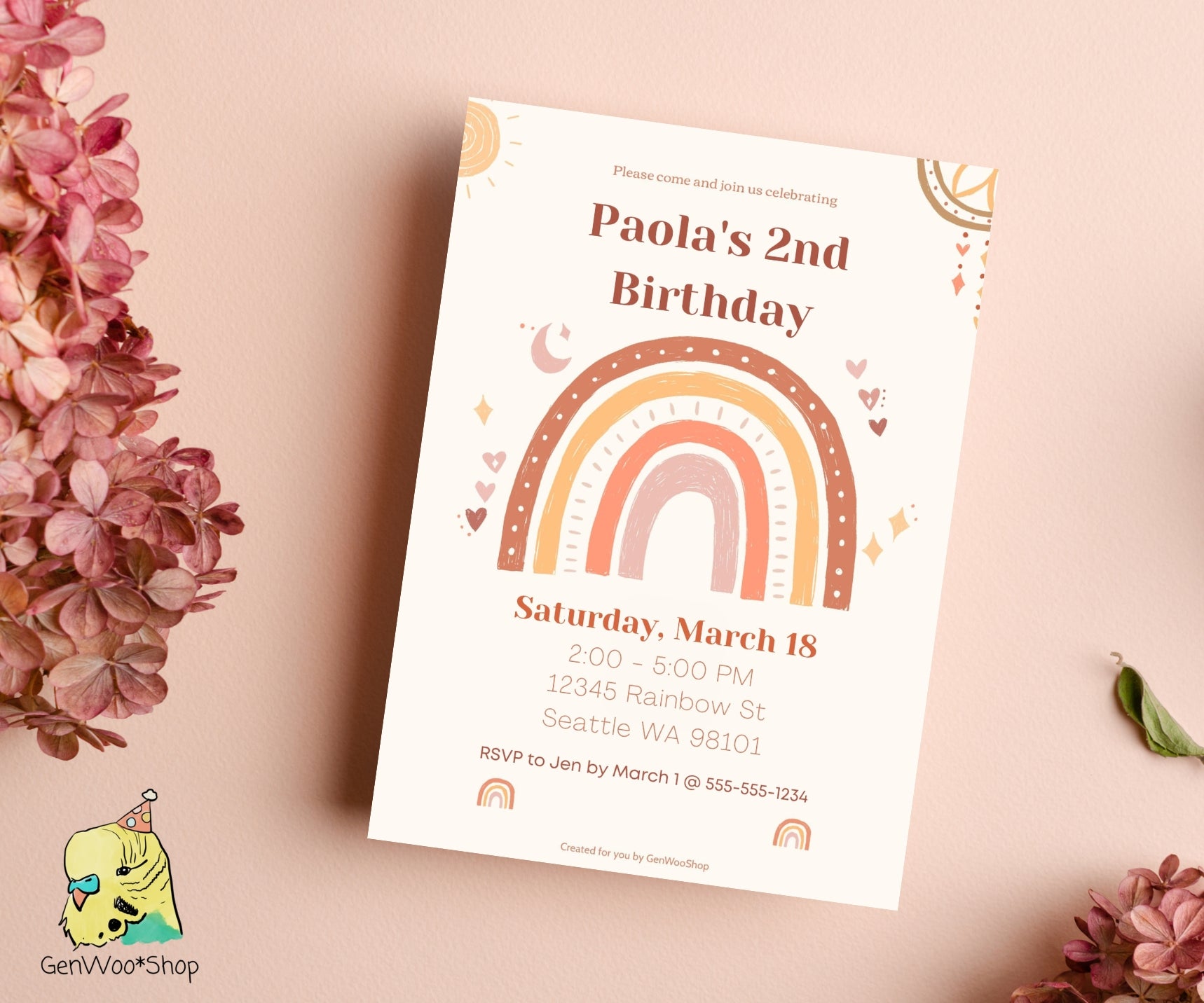 Rainbow Themed Party Invitation Templates 👉 Editable Birthday